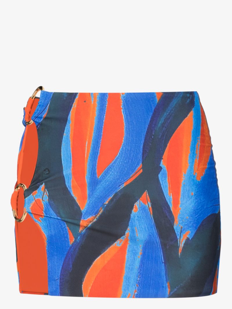 Louisa Ballou + Double Ring Printed Mini Skirt