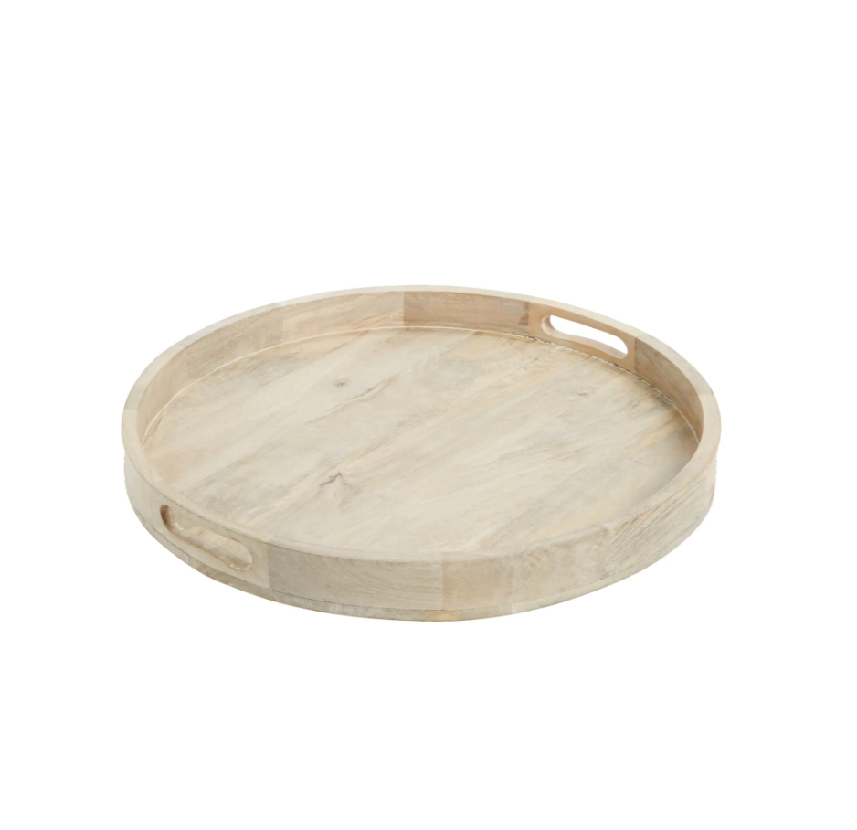 At Home + Large Round Acacia Wood Serving Tray