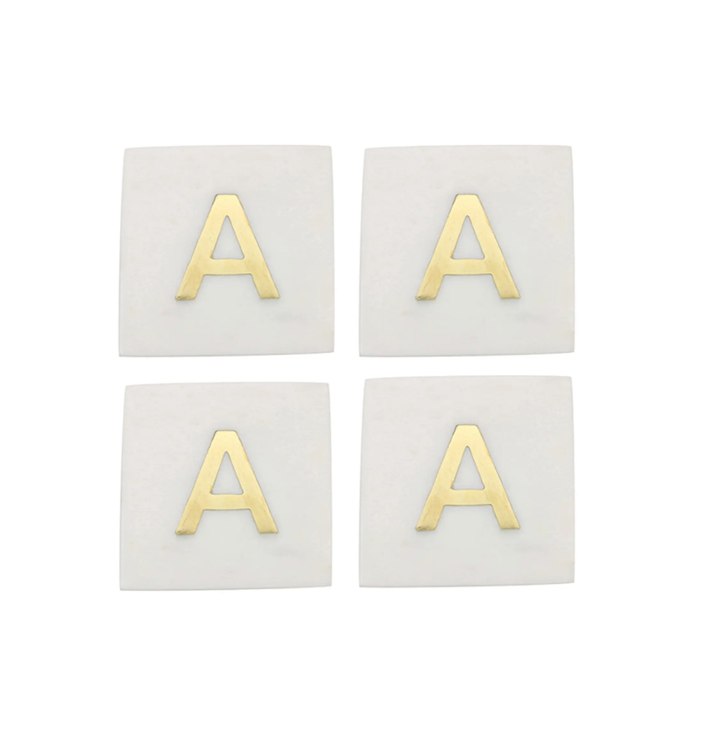 Be Home + Set of 4 Monogram Marble Coasters