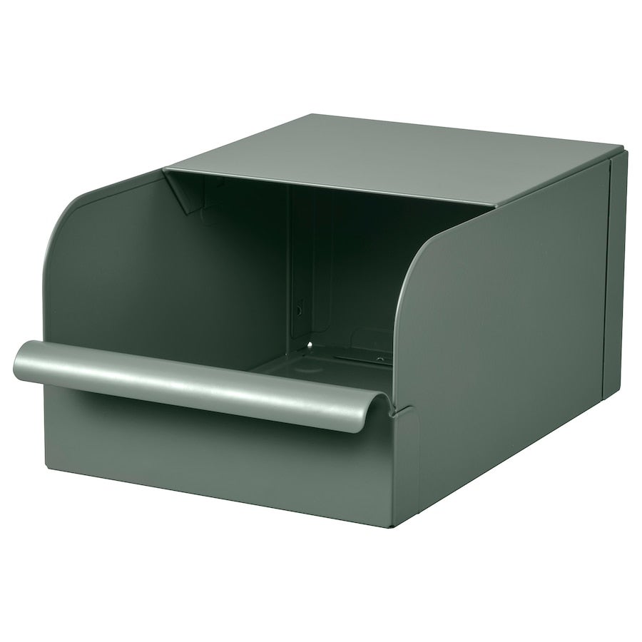 IKEA + REJSA Box, grey-green/metal17.5×25.0x12.5 cm