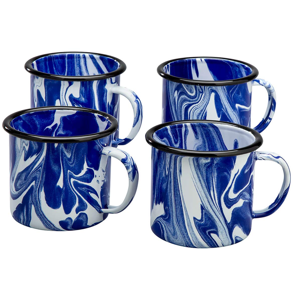 Fox Valley Traders + Blue Marble Enamelware Mugs (Set of 4)