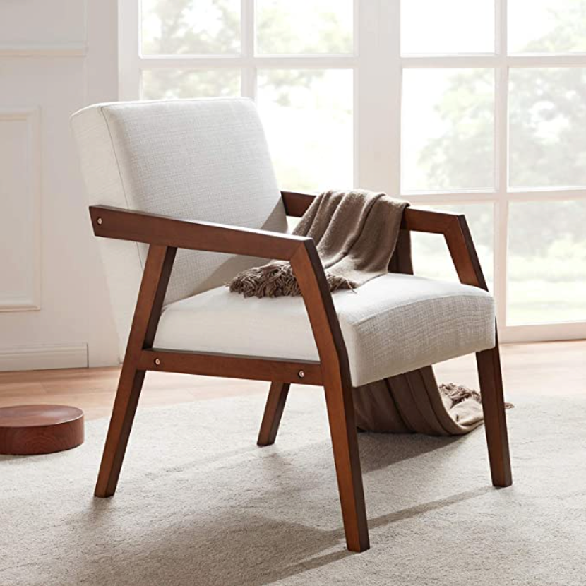 HUIMO + Wooden Mid-Century Modern Accent Chair