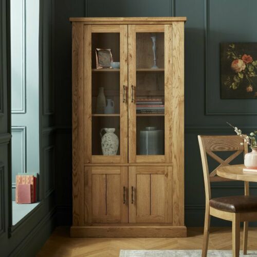 Bentley Designs + Westbury Rustic Oak Display Cabinet