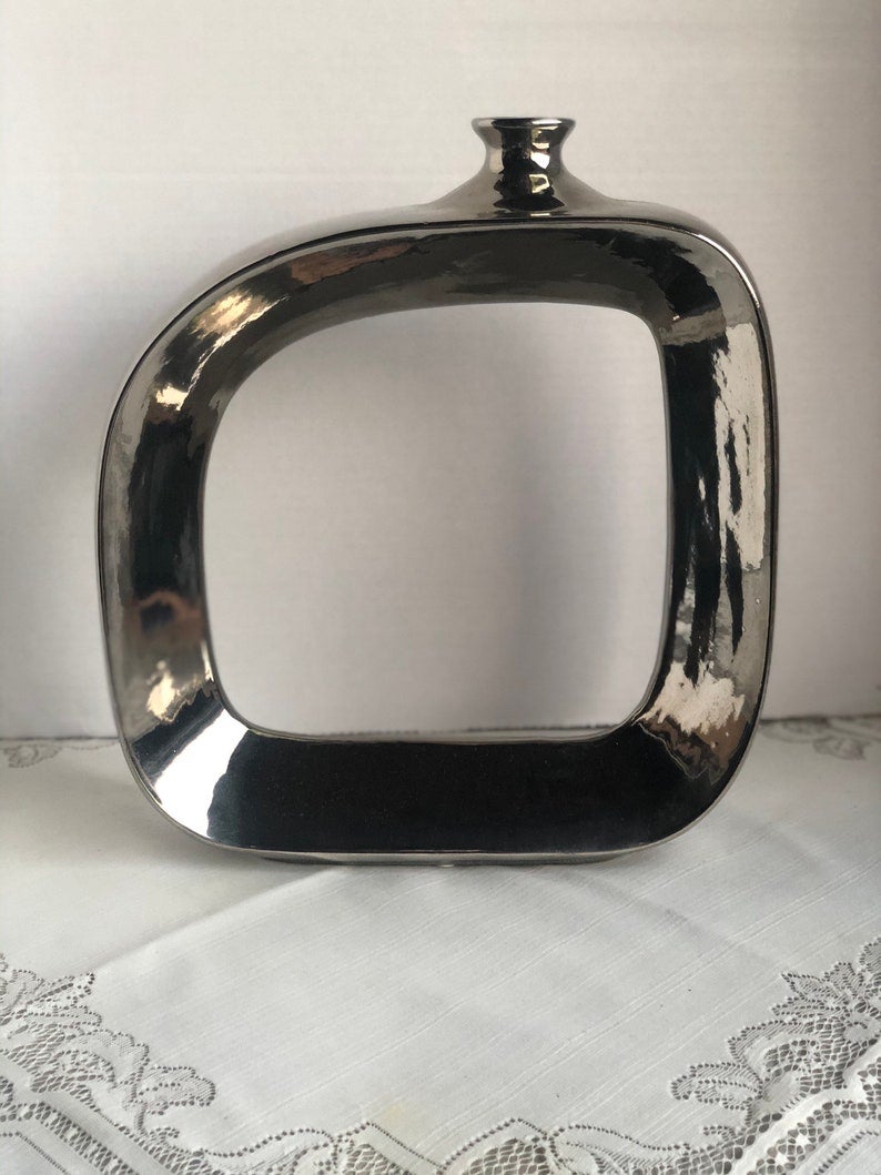 VintagevengeanceShop + Vintage silver square hollow vase #136