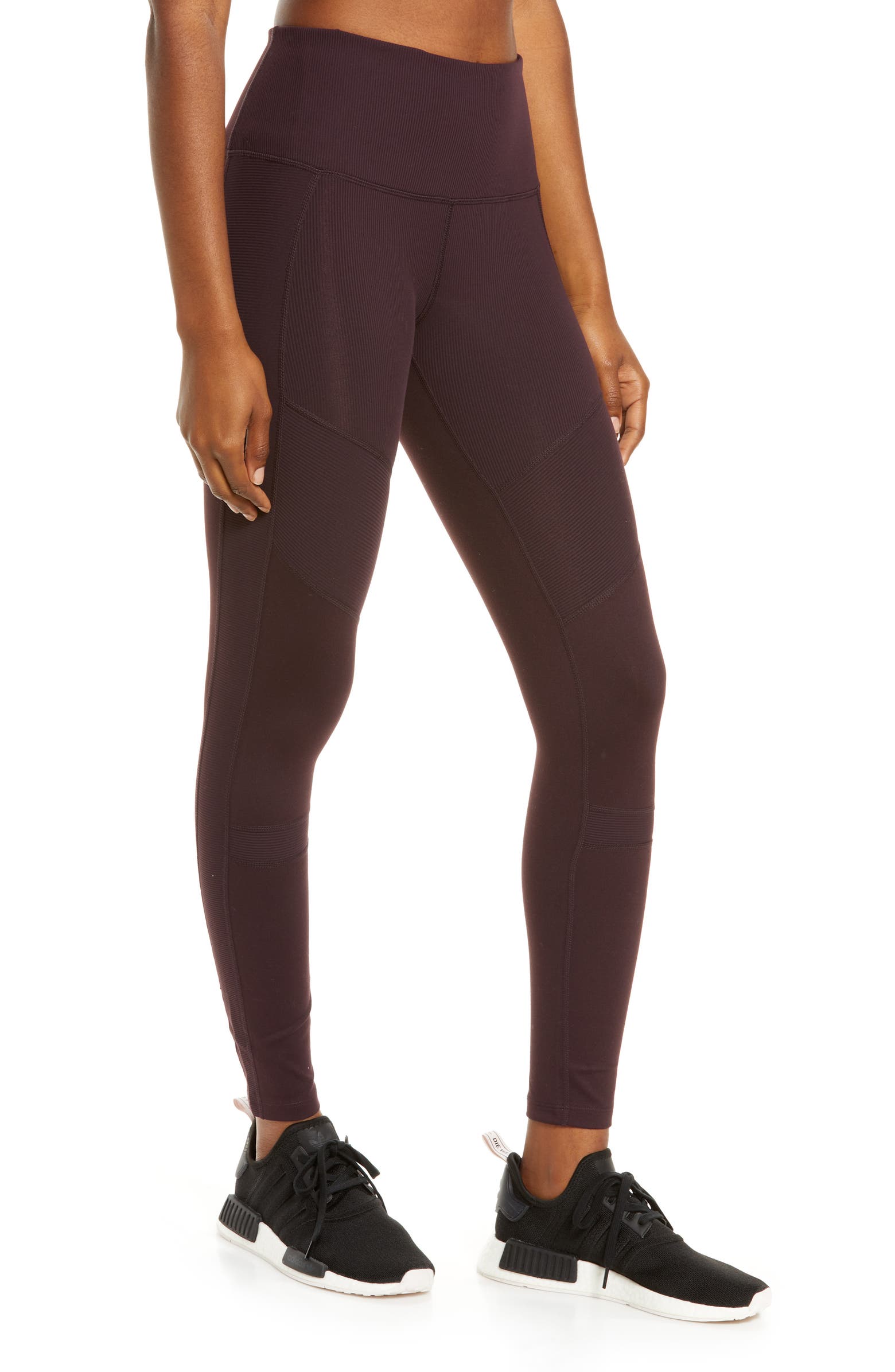 Zella + Moto Ribbed High Waist Ankle Leggings