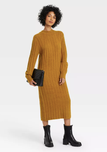 Target + Women’s Long Sleeve Ribbed Knit Sweater Dress