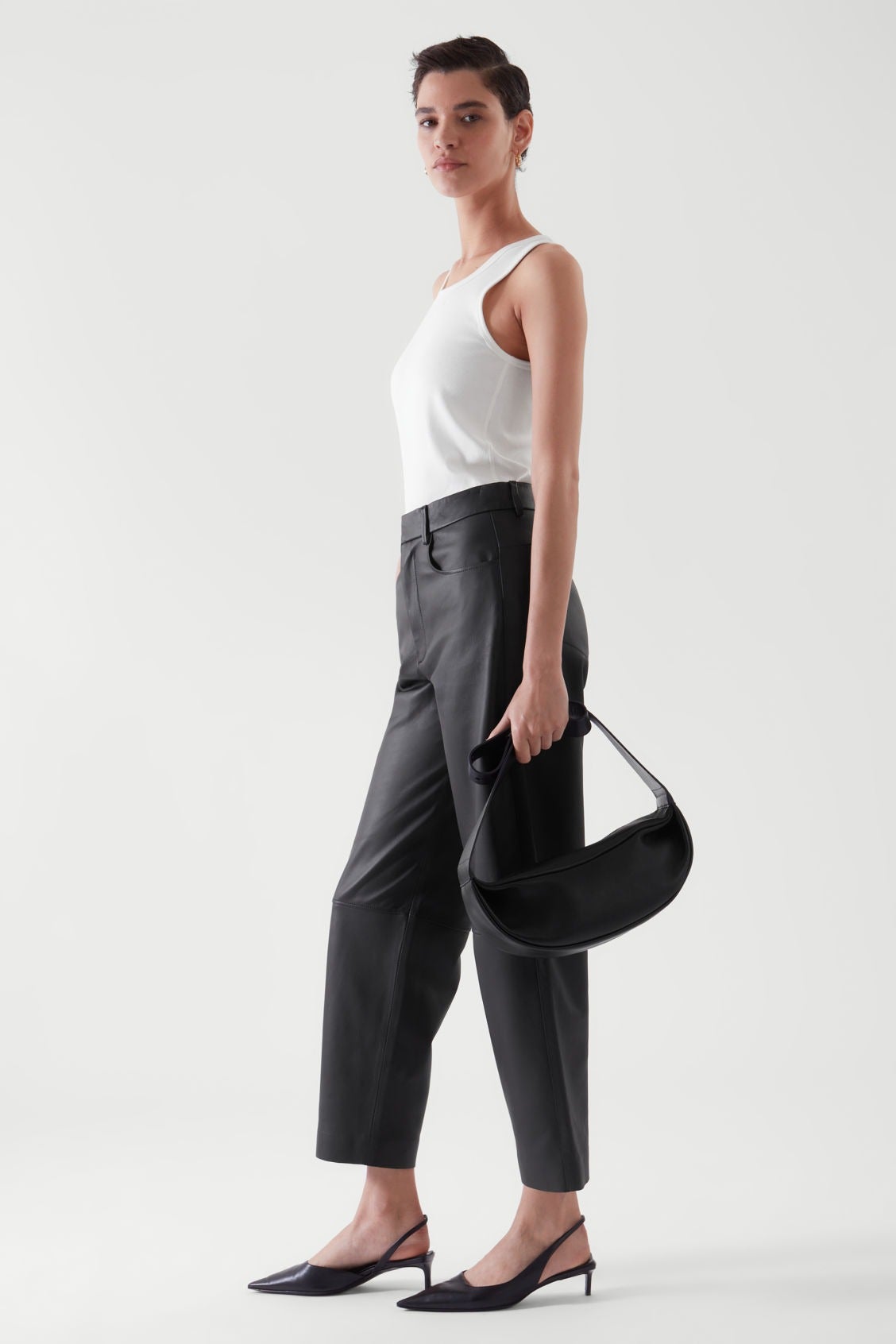 COS + Barrel Leg Leather Jeans