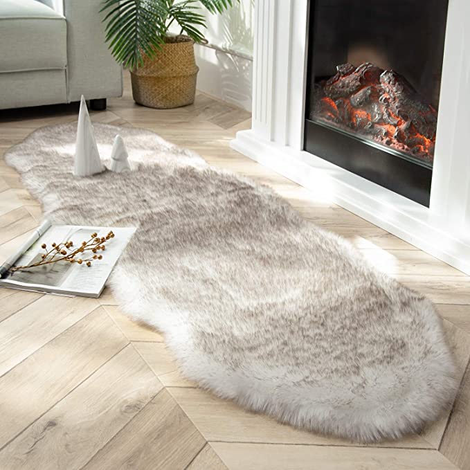 Ashler Home Deco + Ultra Soft Faux Fox Fur Rug