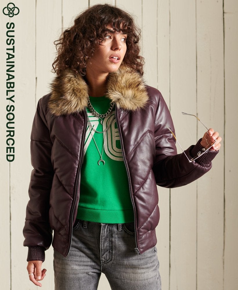 Superdry + Heritage Leather Puffer Jacket