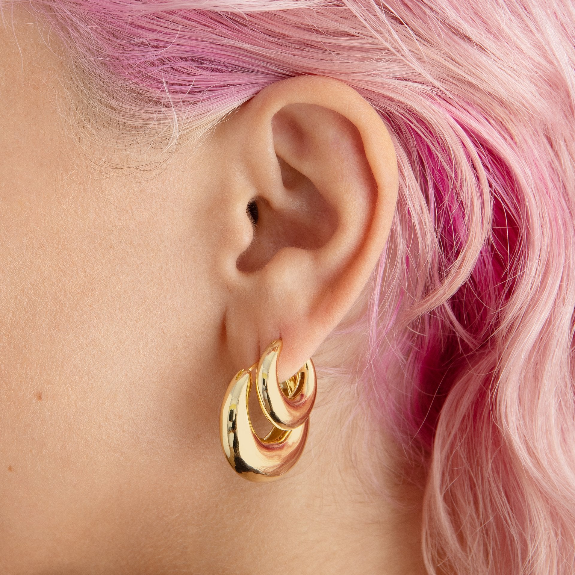 Studs + Crescent Hoop Set