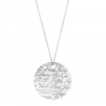 Tiffany + Sterling Silver Notes Round Pendant Necklace