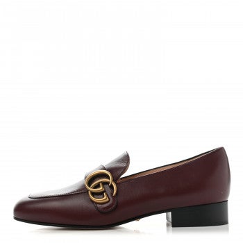 Gucci + Malaga Kid Womens GG Marmont Loafers 35 Vintage Bordeaux