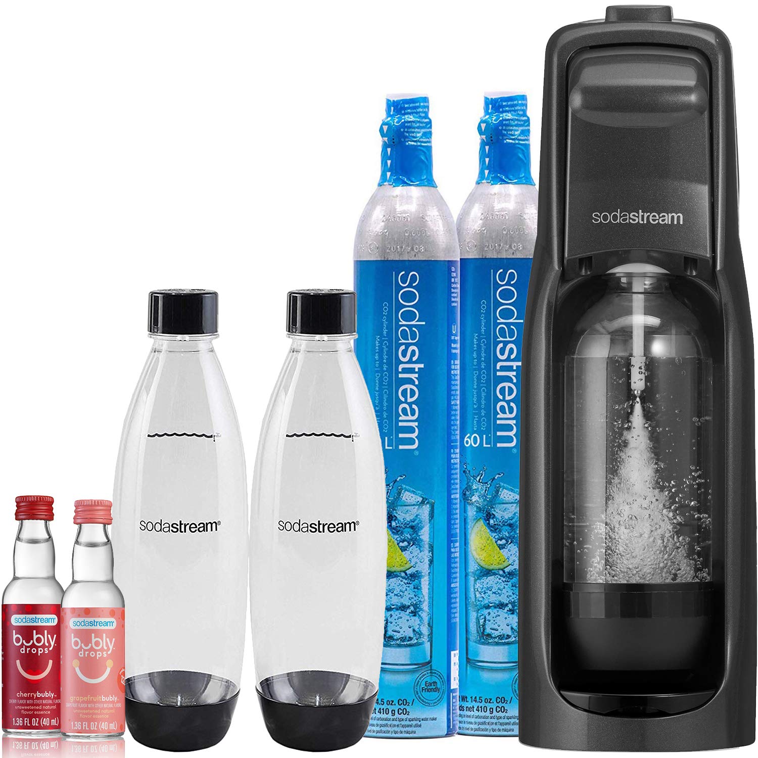 SodaStream + Jet Sparkling Water Maker, Bundle with bubly drops, Black