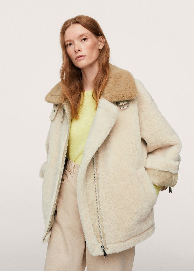 Mango + Oversized fur-effect jacket