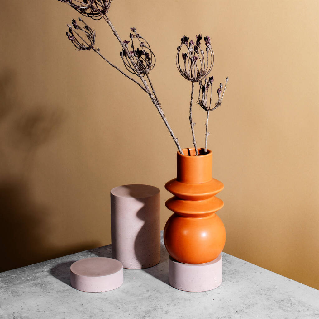 Posh Totty Designs + Terracotta Orange Abstract Totem Vase