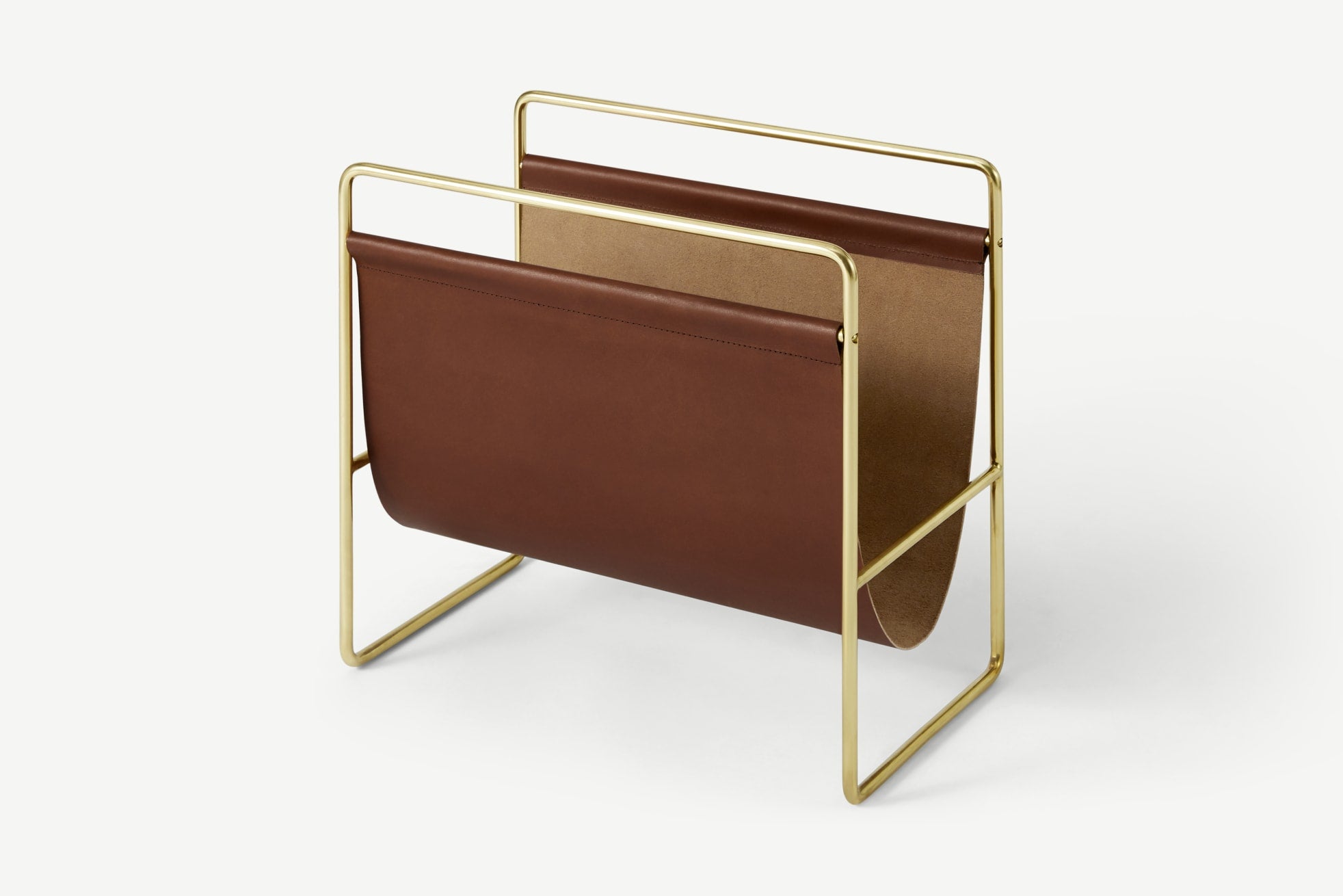 Kyri + Leather Magazine Rack, Tan