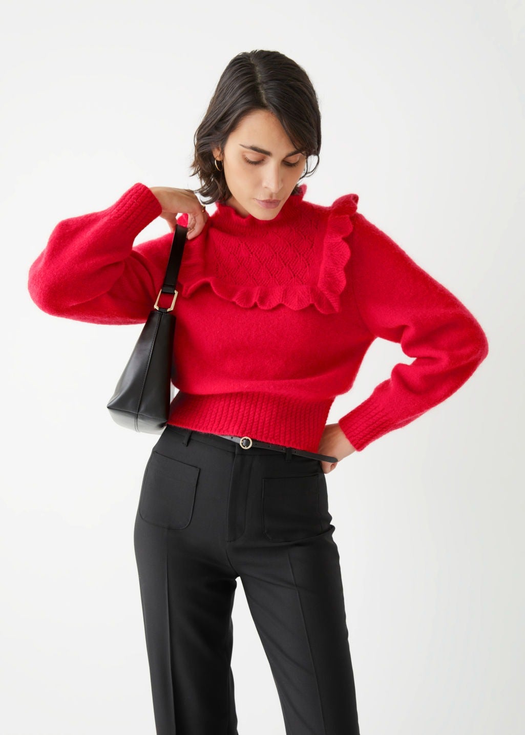 & Other Stories + Frilled Overlay Knit Sweater