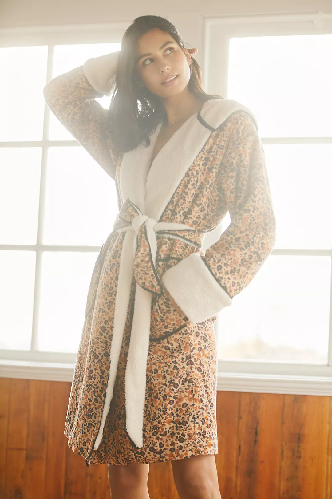 Anthropologie + Leopard Sherpa-Lined Robe