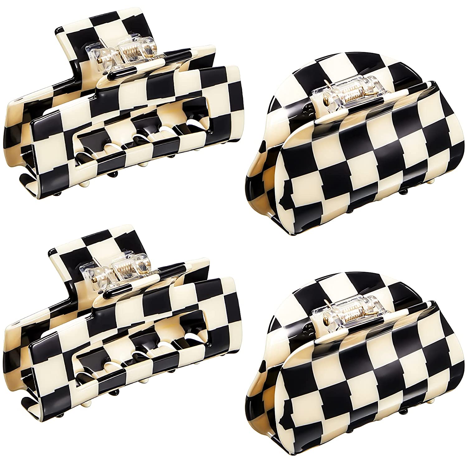 MTLEE + 4 Pieces Checkered Hair Clips