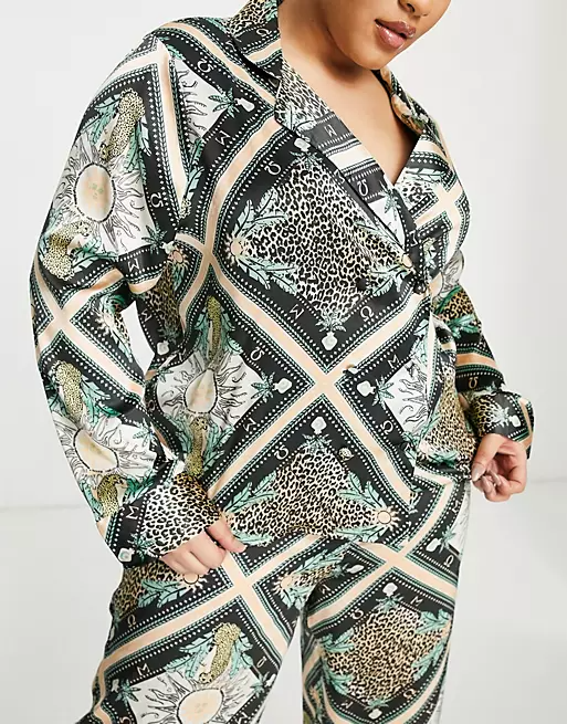 ASOS DESIGN Curve + ASOS DESIGN Curve botanical tiger double breasted ...