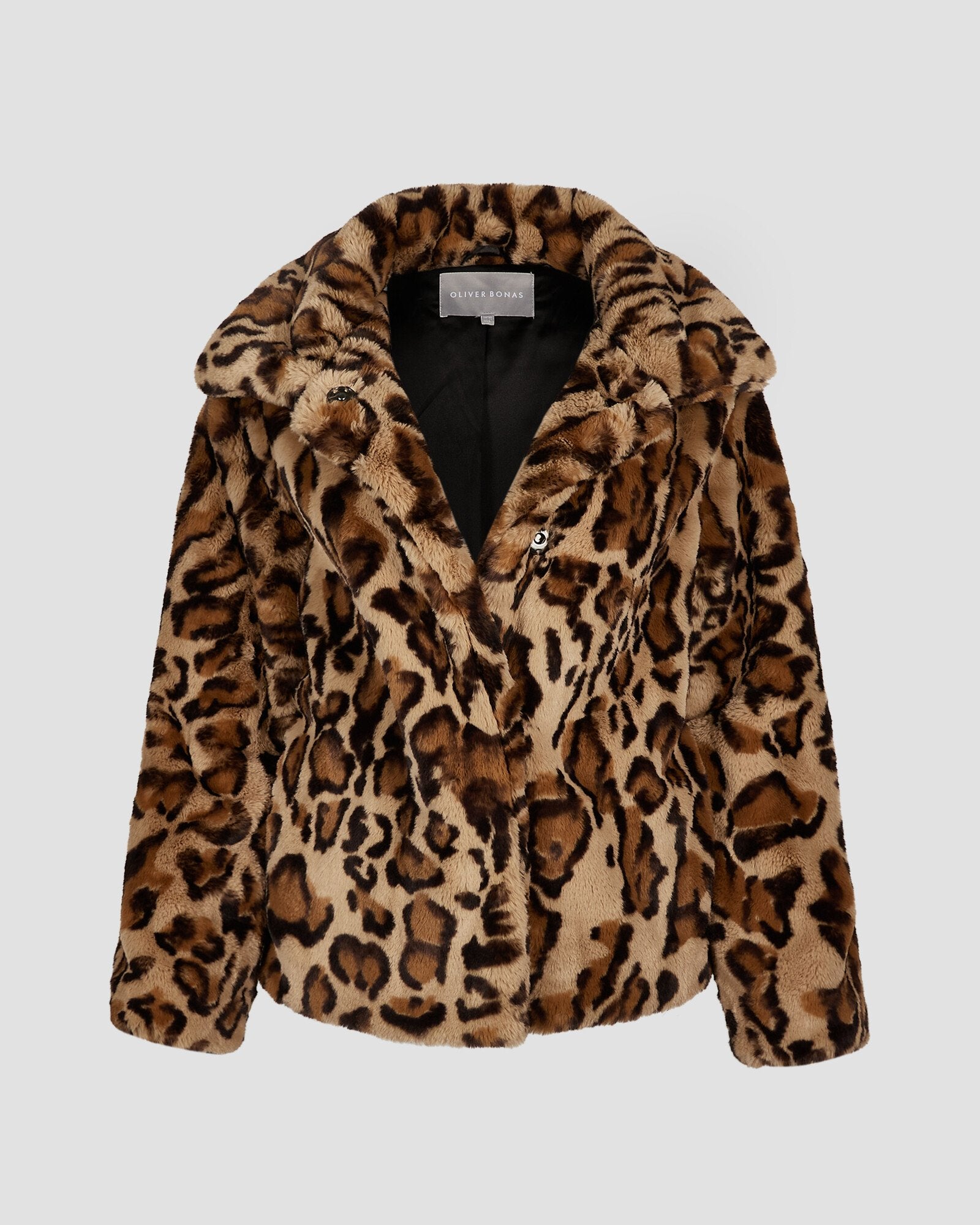 Oliver Bonas + Animal Print Faux Fur Brown Jacket