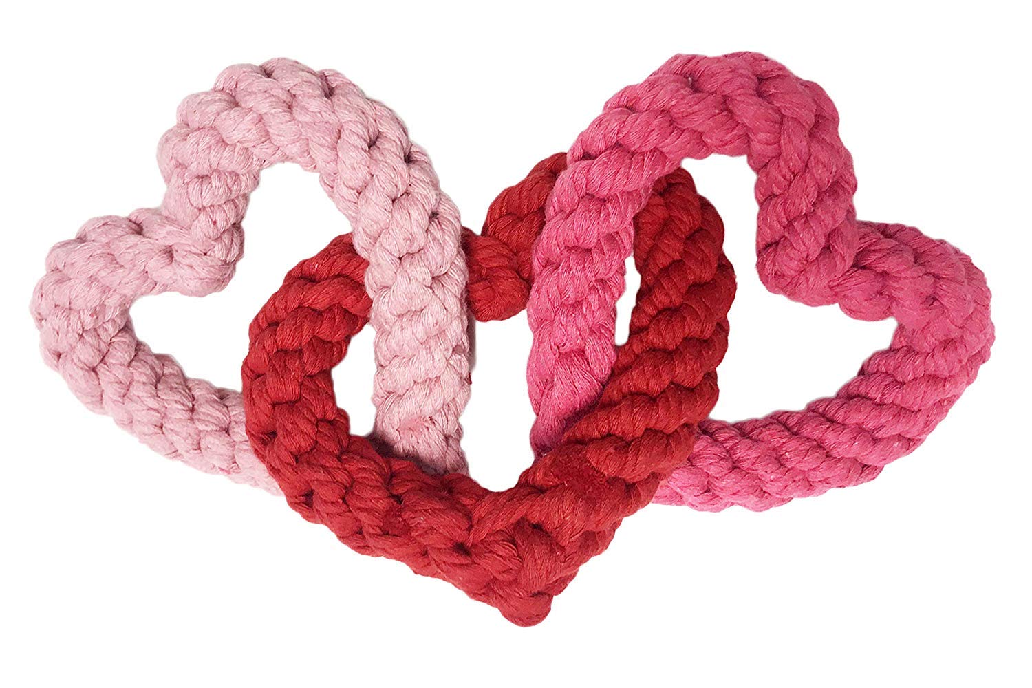 Midlee + Interlocking Heart Rope Valentine Dog Toy