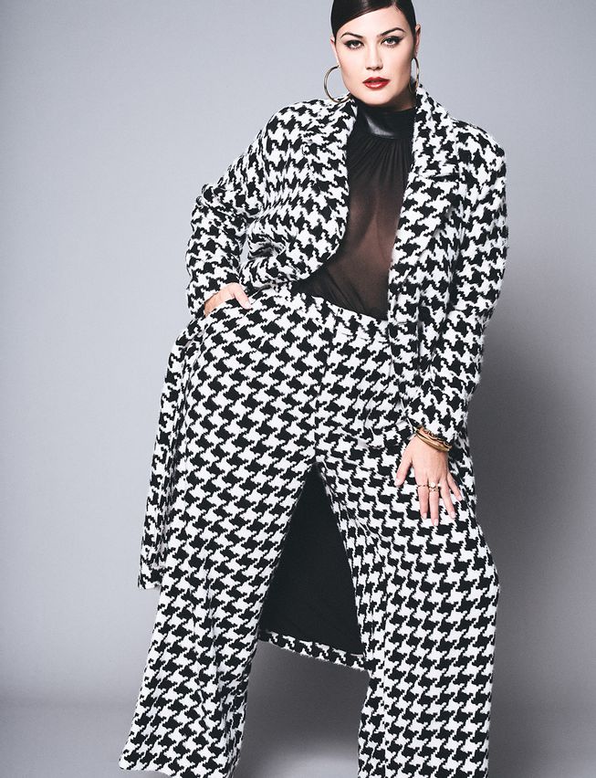 Eloquii + Wide Leg Houndstooth Trouser