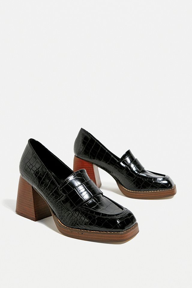 Shellys London Waterfall Stack Heeled Slip On Loafers