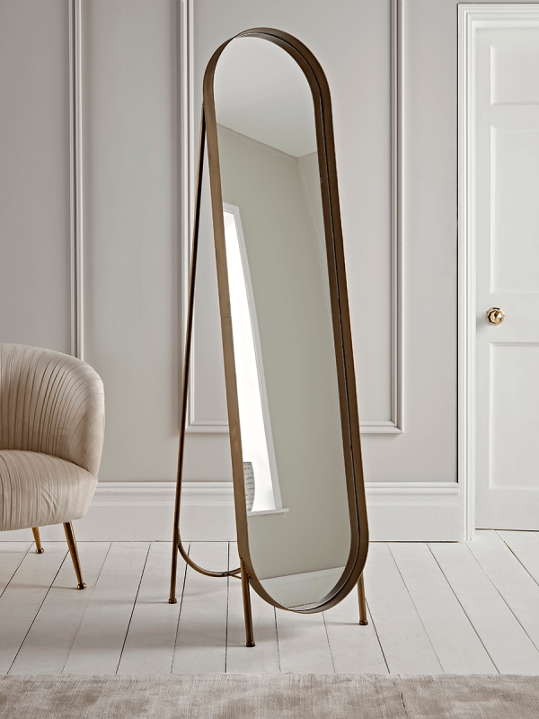 Cox & Cox + Brushed Gold Curved Full Length Mirror