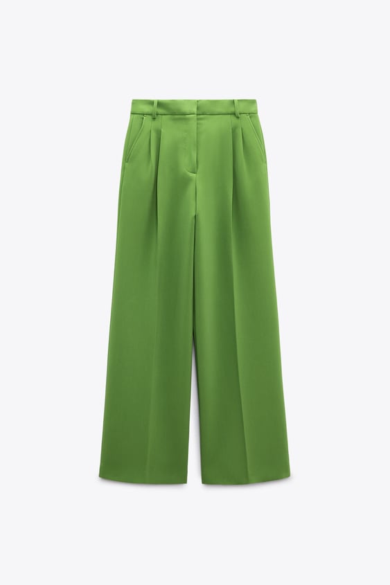 Zara + Pleated Mid Rise Pants