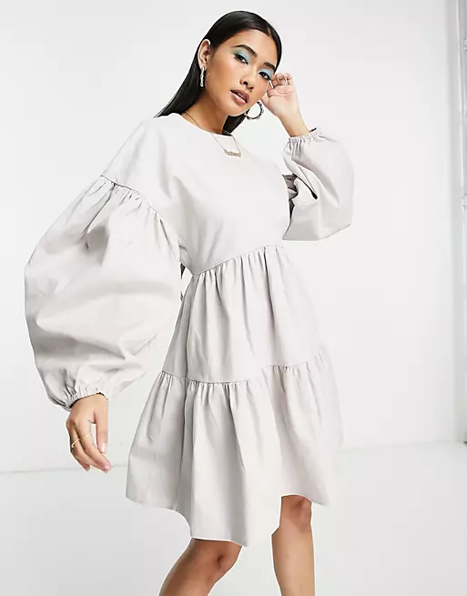 ASOS EDITION + Mini Smock Dress With Tiers