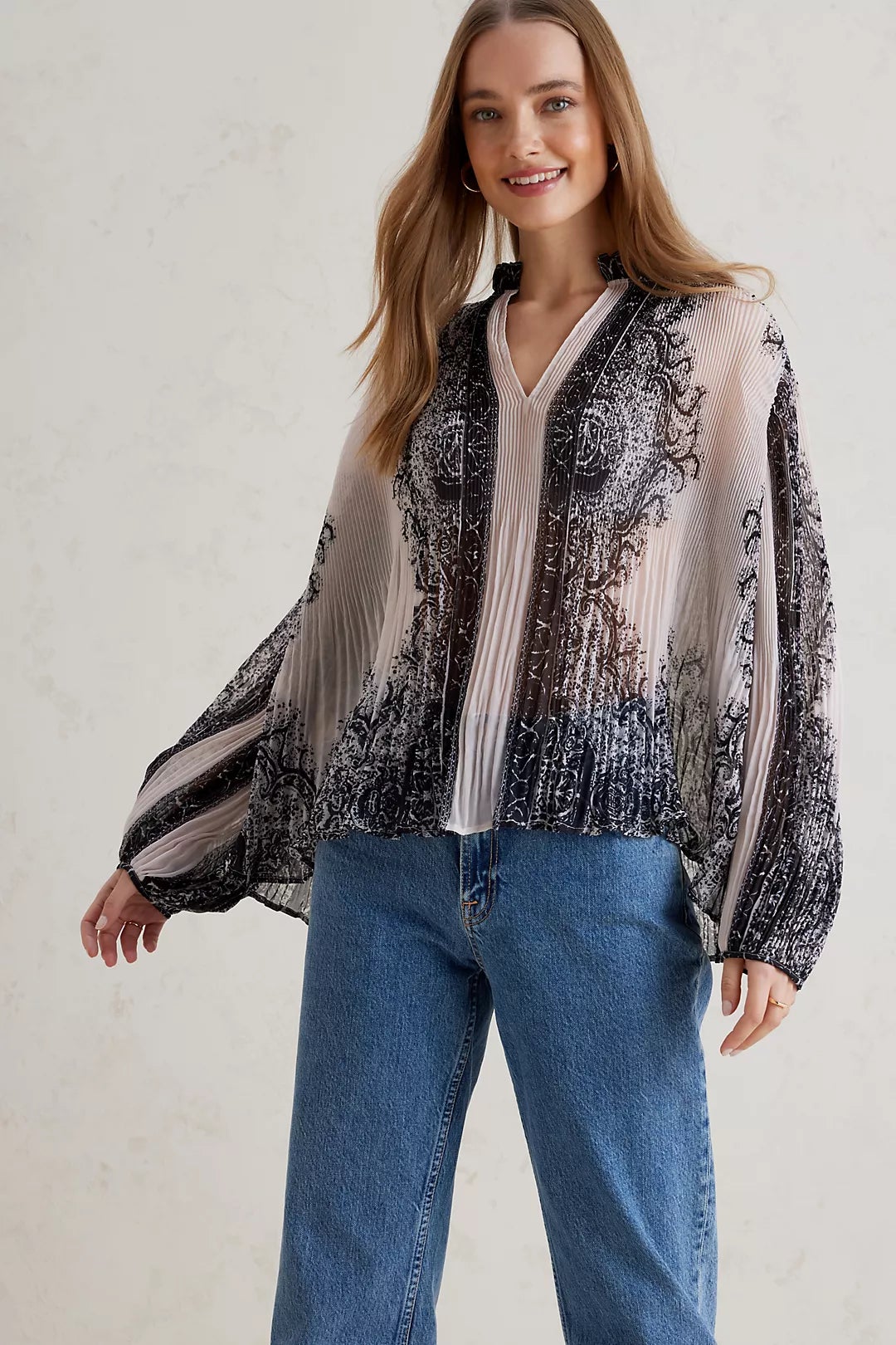Forever That Girl + Sheer Pleated Blouse