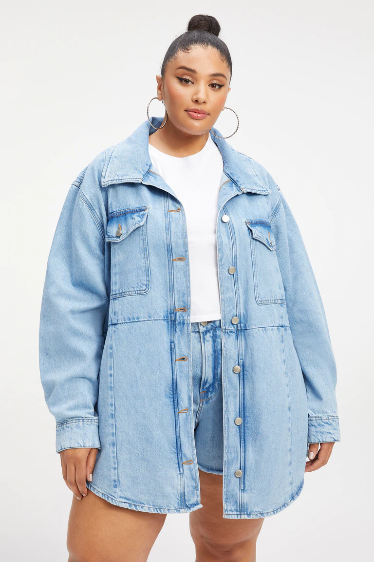 Good American + denim shacket jeans redesign