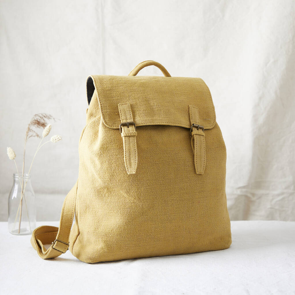 Aura Que + Fair Trade Unisex Vegan Cotton Rucksack Backpack