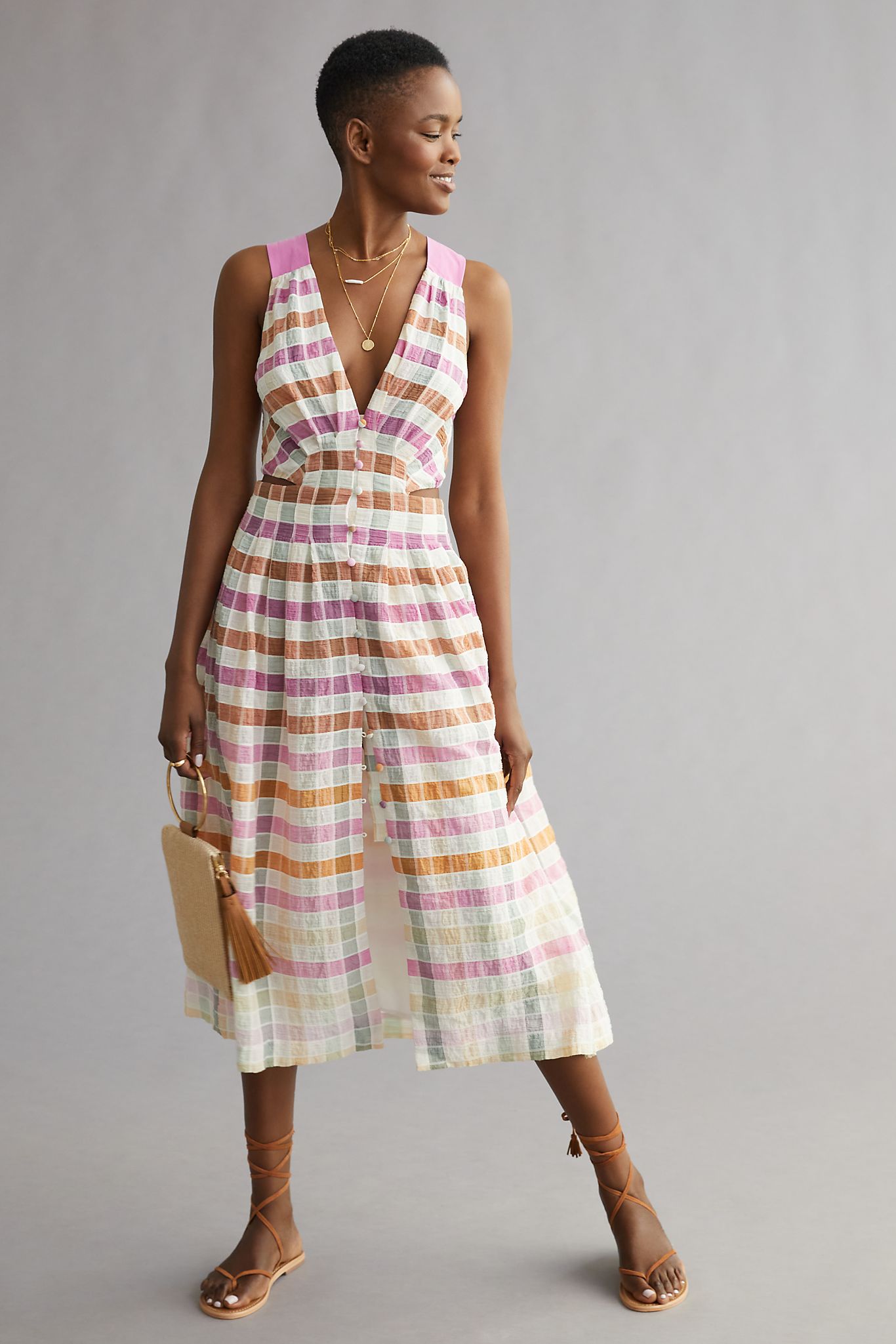 Maeve + Ombre Plaid Midi Sundress