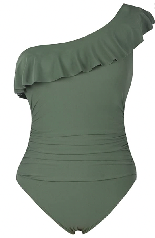 Hilor + One-Shoulder Ruffle Swimsuit