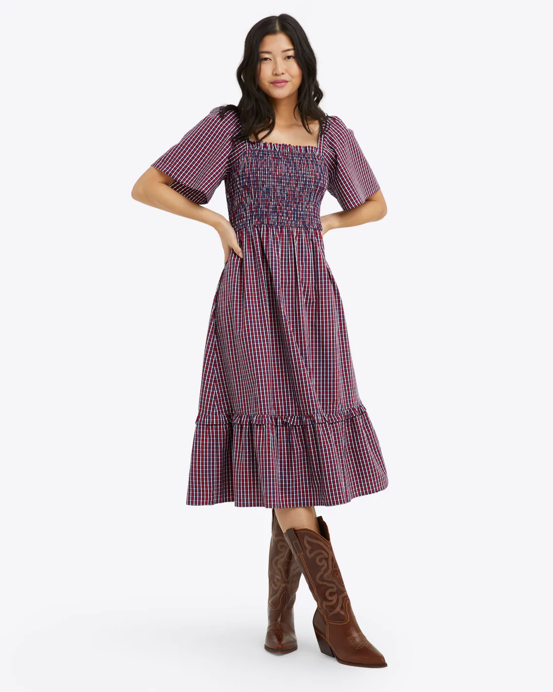 Draper James + Deana Smocked Dress in Picnic Plaid