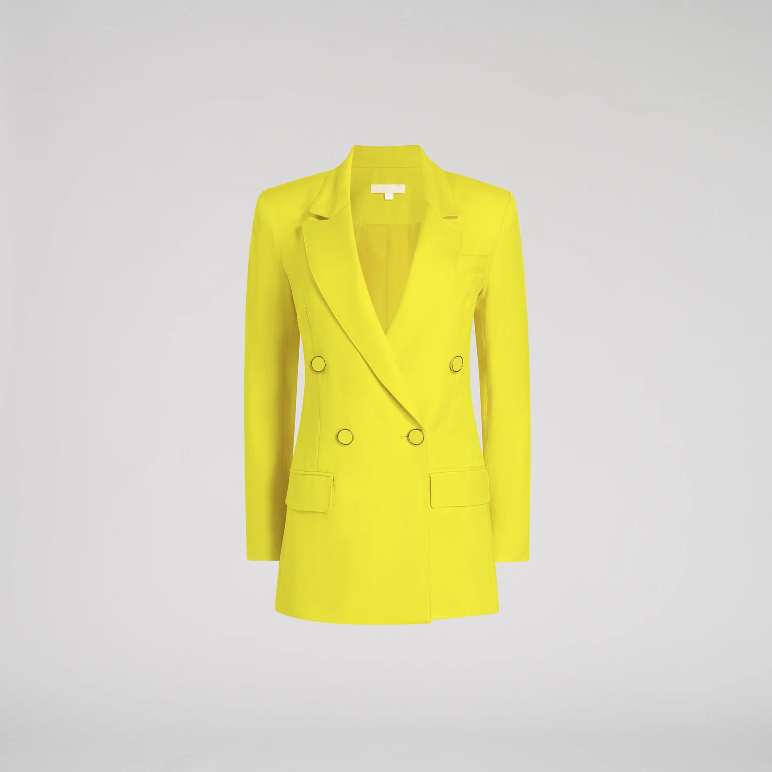 LBV. + Double Breasted Linen Blazer in Chartreuse