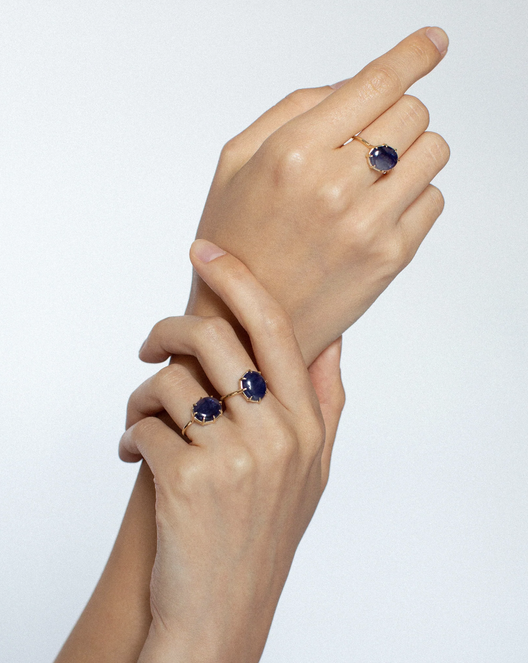 Grace Lee + Blue Sapphire Cabochon Angled Ring