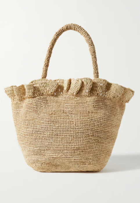 Loeffler Randall + Cyrus Ruffled Raffia Tote