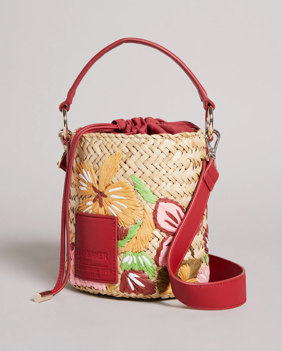 Appita + Appleseed Embroidered Straw Bucket Bag