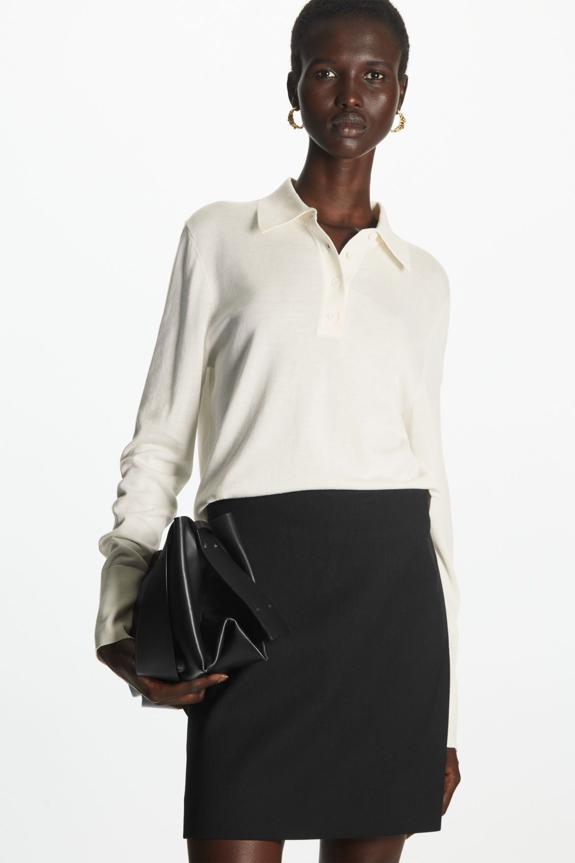 COS + Slim Fit Knitted Silk Blend Polo Shirt