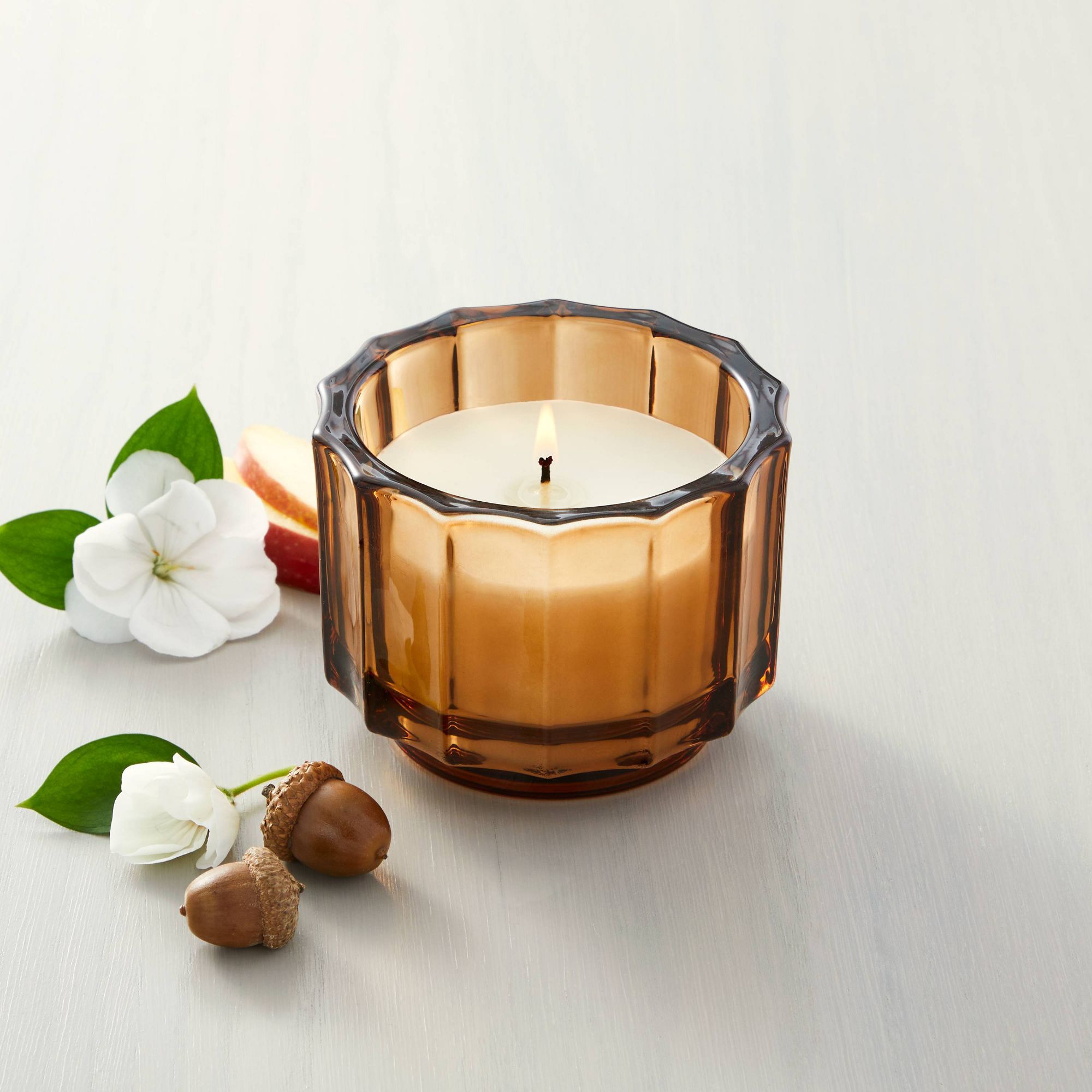 Hearth & Hand with Magnolia + Apple Orchard Fluted Amber Glass Candle