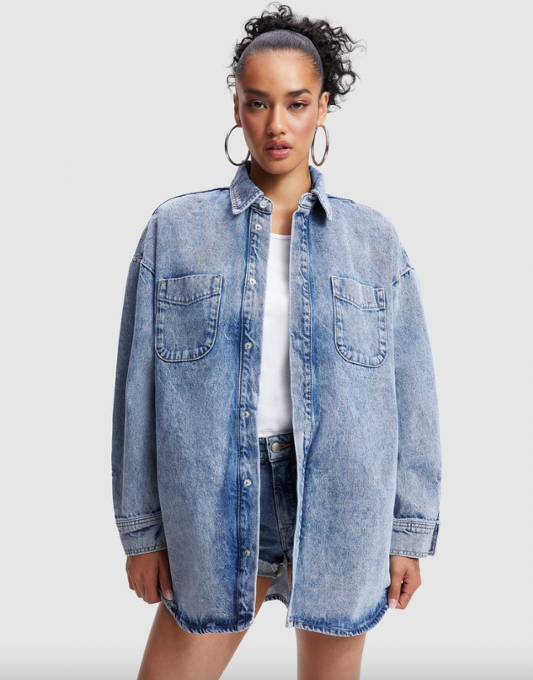 Good American + Denim Shacket