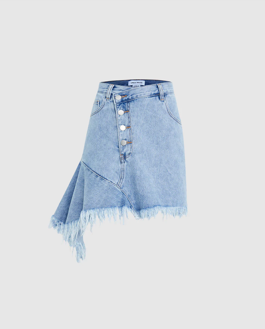 Urban Revivo Frayed Asymmetric Denim Skirt