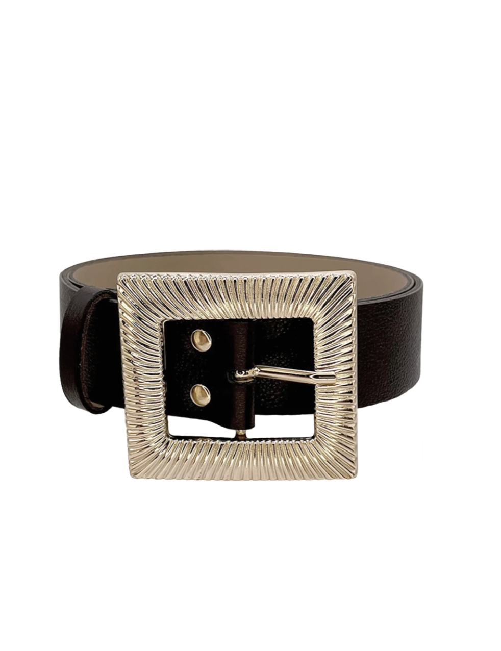 Wolf & Badger + Embellished Gold Square Buckle Belt – Black