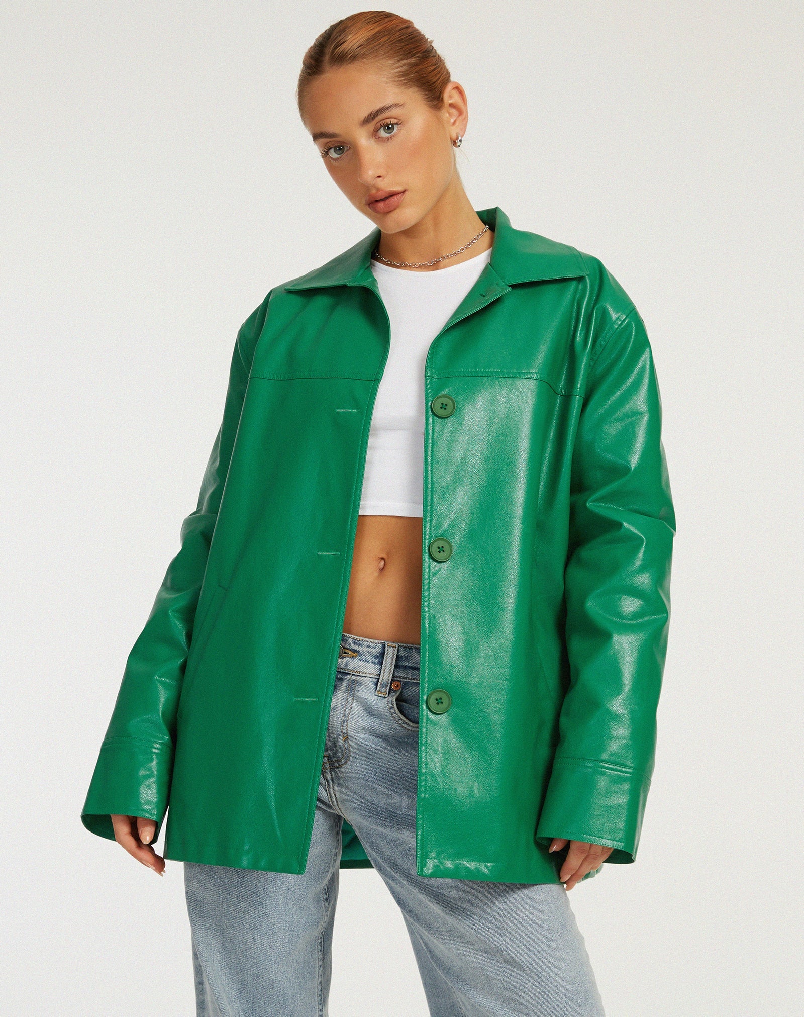 Motel Rocks + Walta Jacket In PU Kelly Green