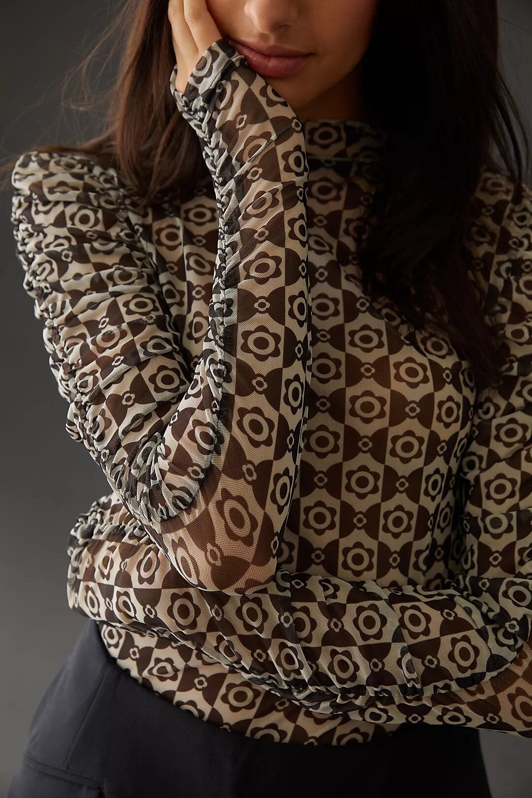 Maeve + Mesh Turtleneck Top