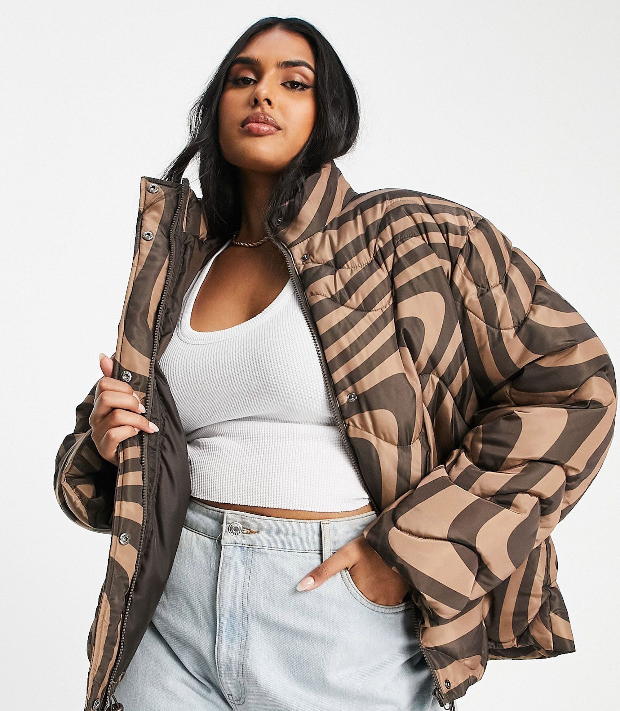 ASOS DESIGN Curve + Swirl Quilted Puffer Jacket