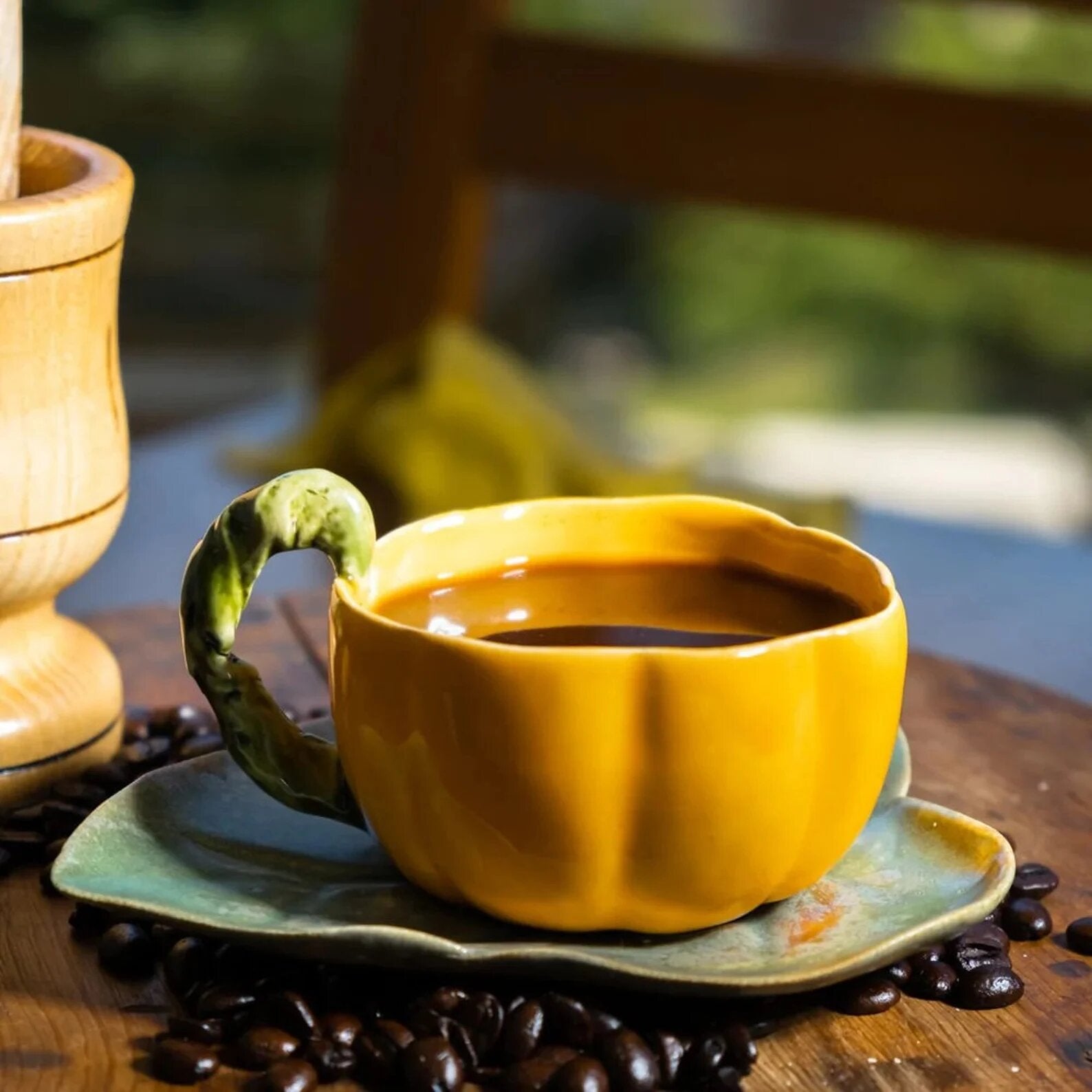 SMHOPING + Handmade Pumpkin Ceramic Mug & Saucer Set